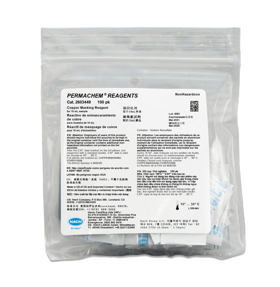 Copper Masking Reagent Powder Pillows, 10 mL, pk/100 | Hach UK